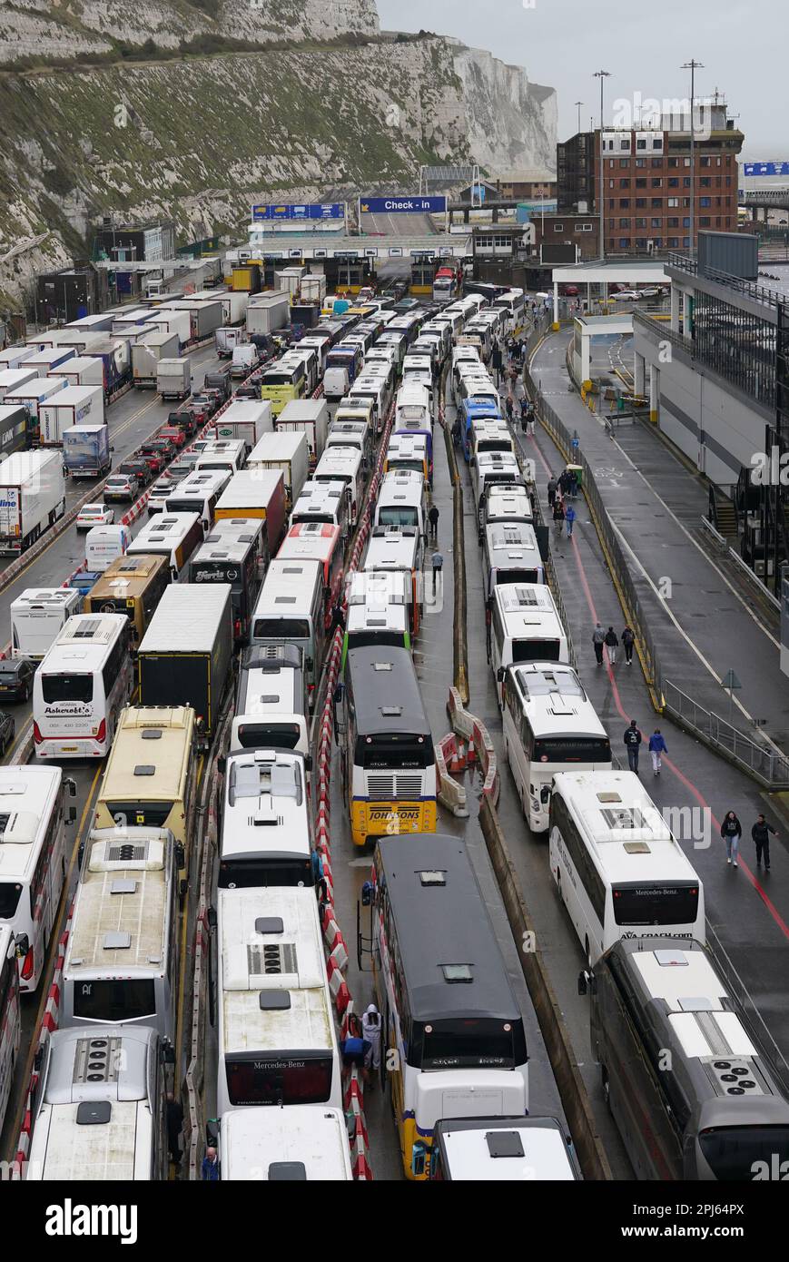 Traffic at the Port of Dover in Kent as the Easter getaway begins ...