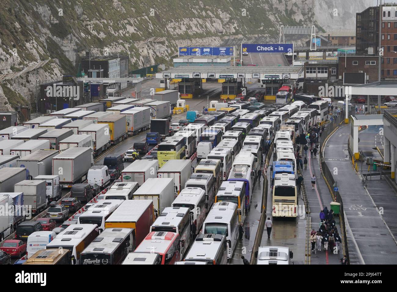 Traffic at the Port of Dover in Kent as the Easter getaway begins ...