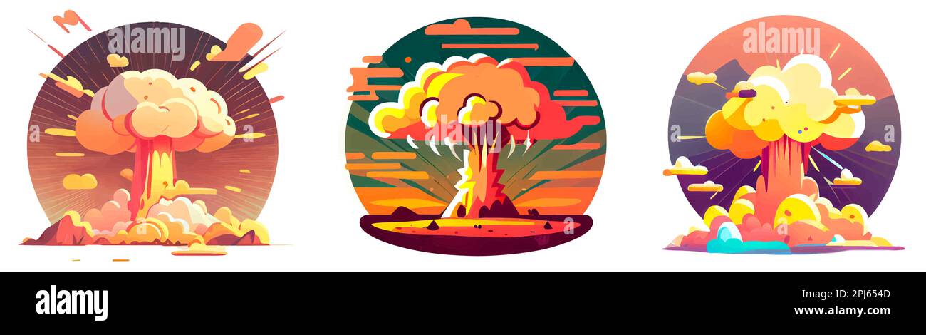 set vector ui illustration of explosion elements isolated on white ...