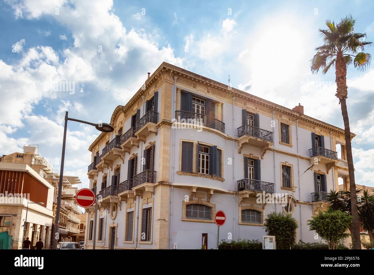 Streets in a touristic city on the Sea Coast. Limassol, Cyprus Stock ...