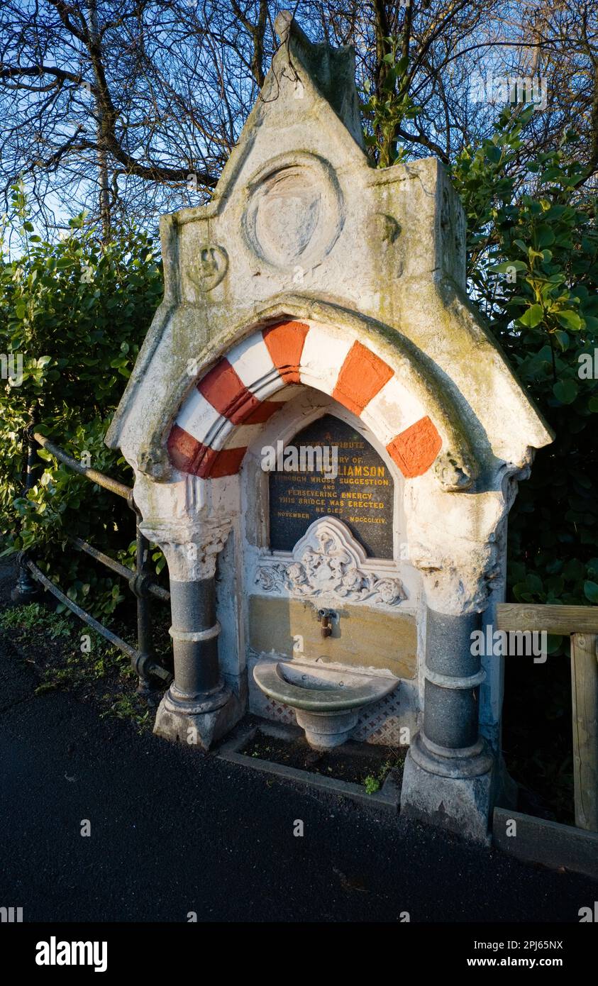 Monument and water fountain in memory of Robert Williamson who was ...