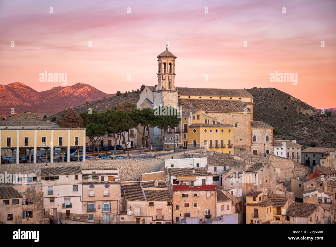 View of the old town of Cehegn, Murcia, Spain with the parish of Santa ...