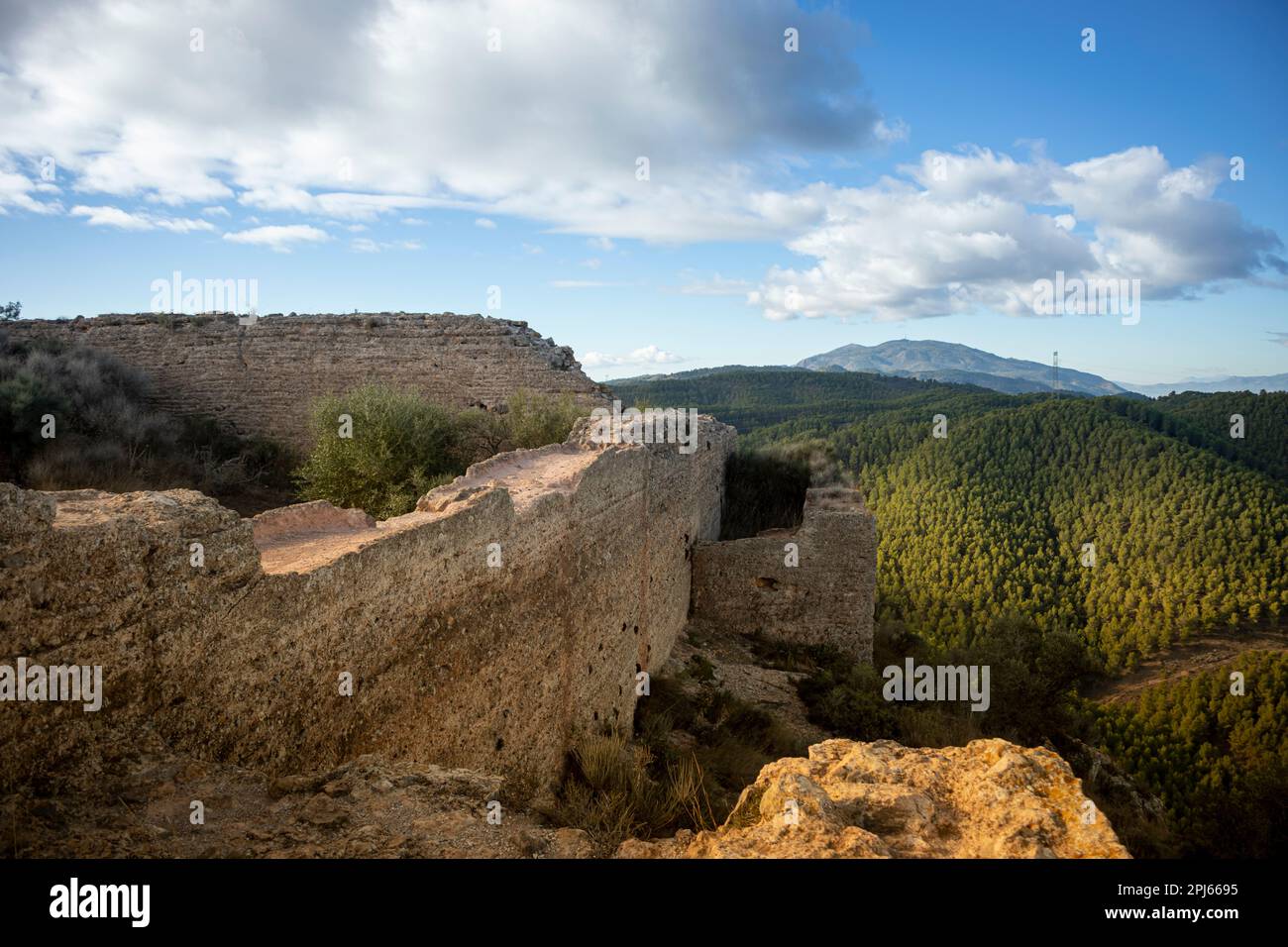 Panoramic view of the remains of the castle of La Asomada on top of the ...