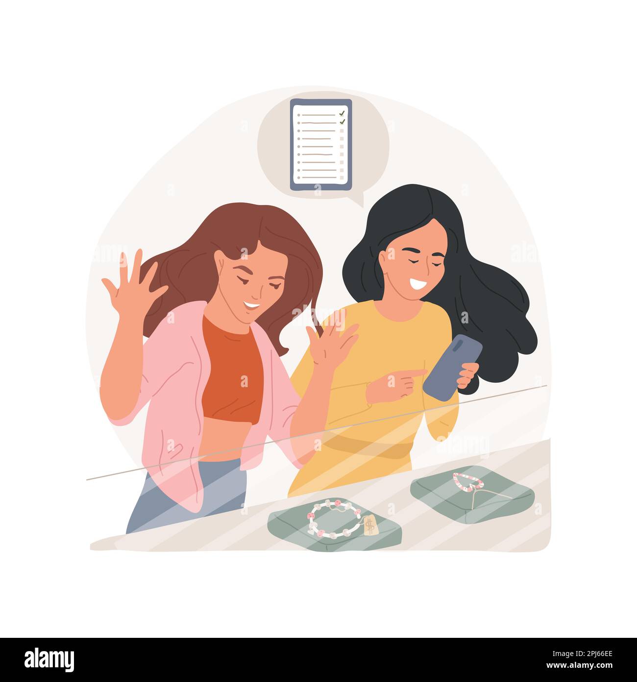 Wishlist isolated cartoon vector illustration. Attractive teenage girls ...