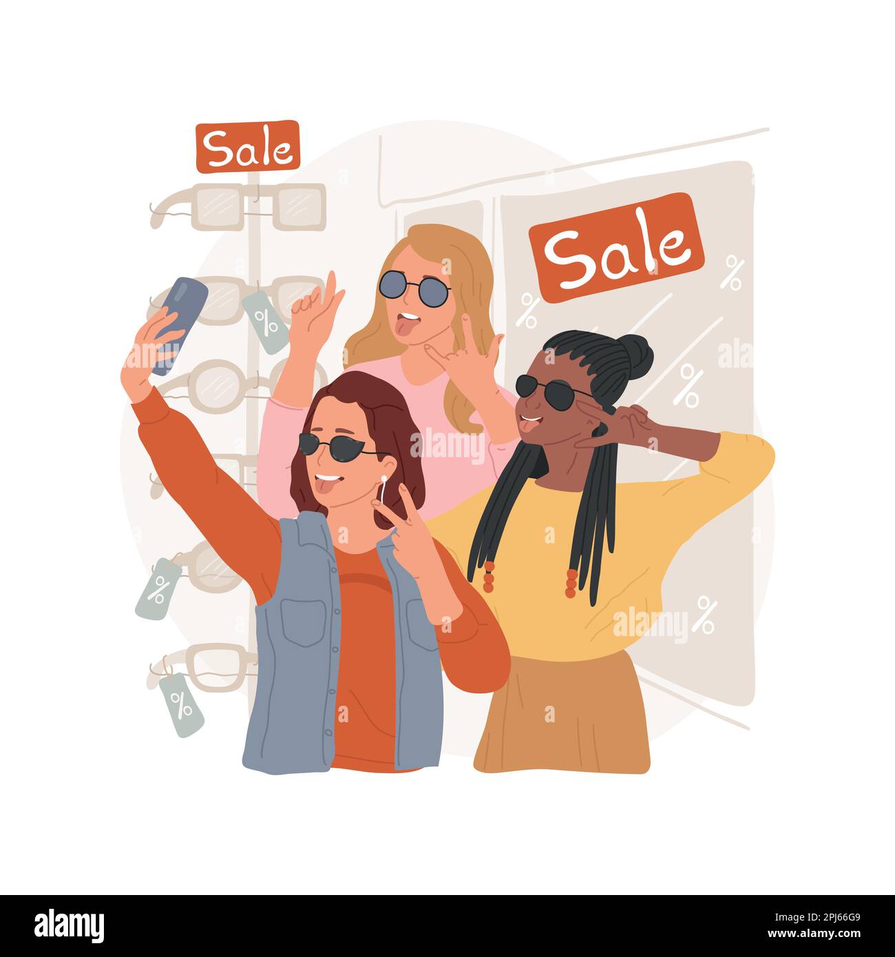 Crazy about sales isolated cartoon vector illustration. Teenage girls ...