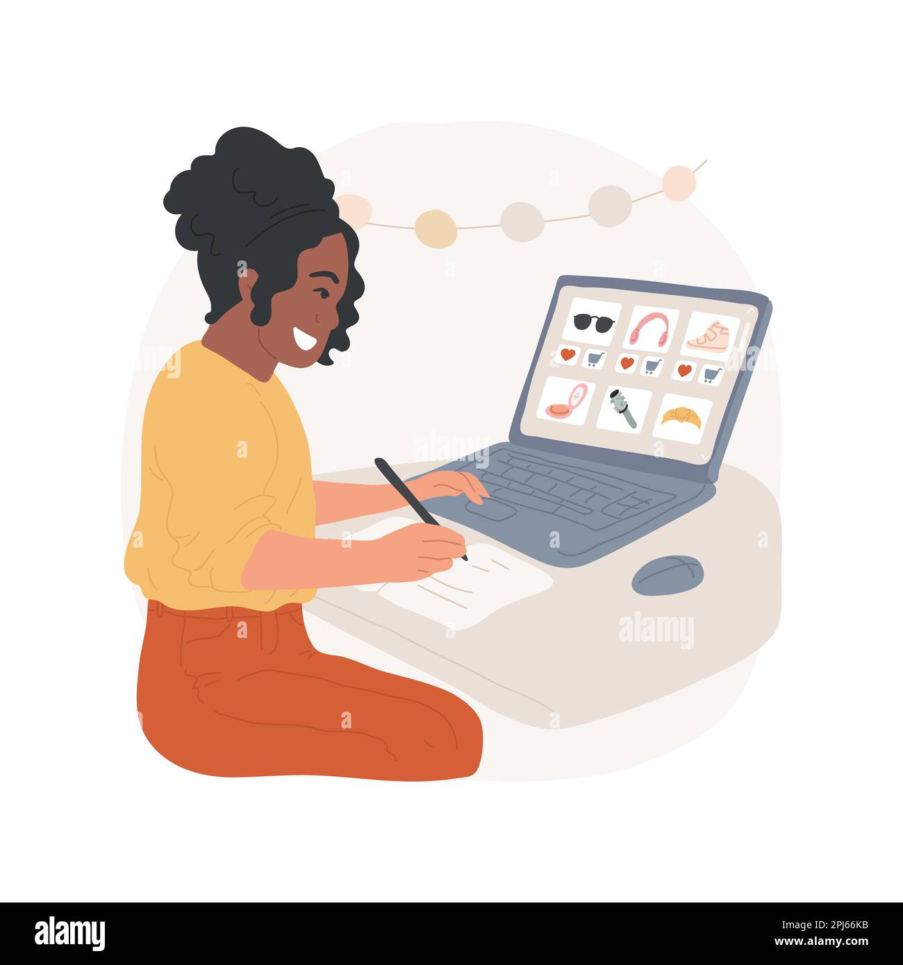 Creating wishlist isolated cartoon vector illustration. Happy teenager ...