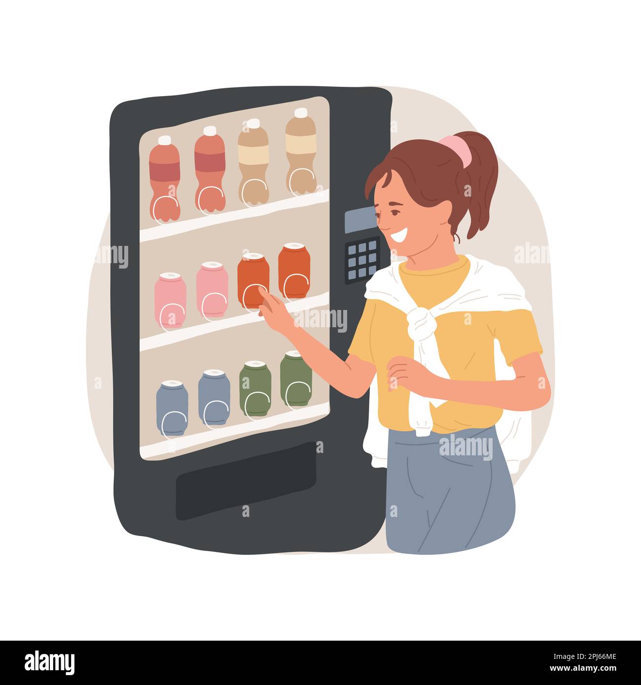 Buying soft drinks isolated cartoon vector illustration. Happy teenager ...