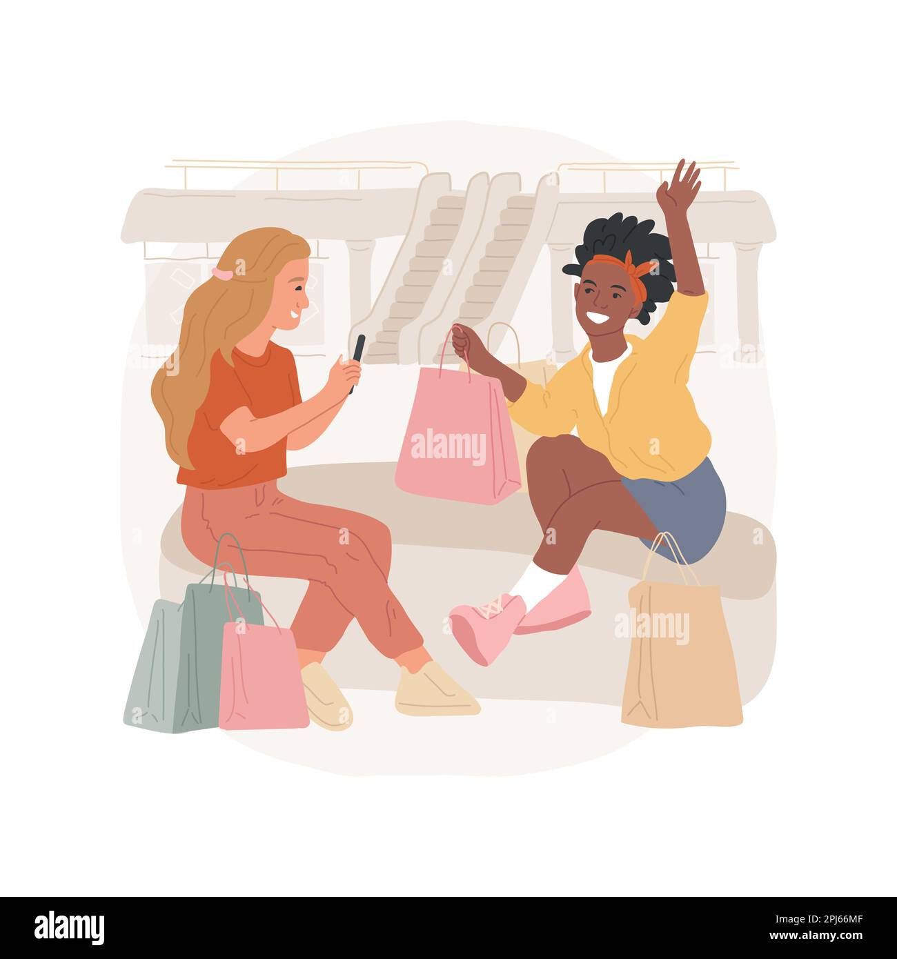 Taking pictures isolated cartoon vector illustration. Hanging out with ...