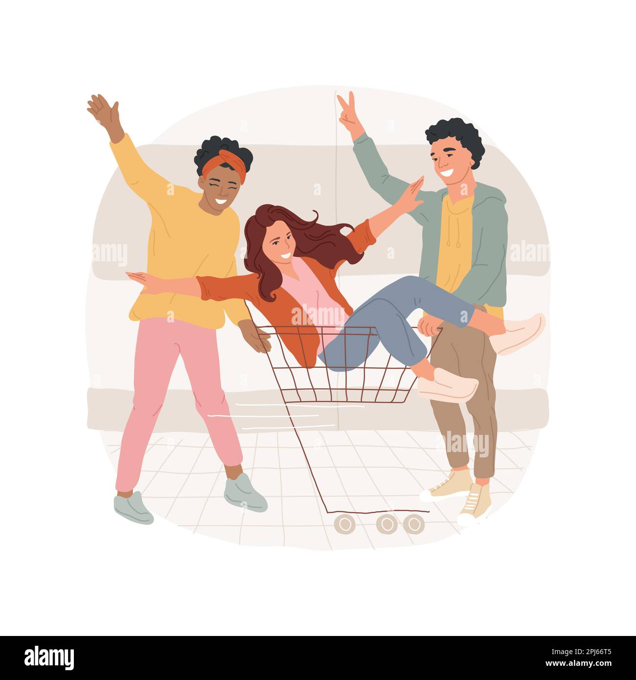 Parking lot fun isolated cartoon vector illustration. Hanging out in ...