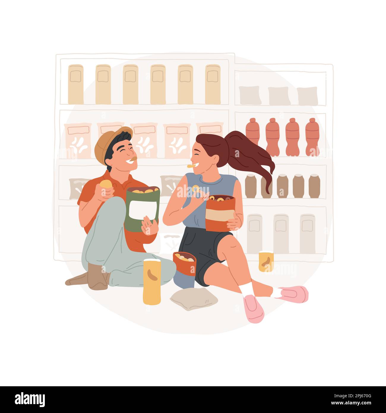 Having fun in the shop isolated cartoon vector illustration. Teenage ...
