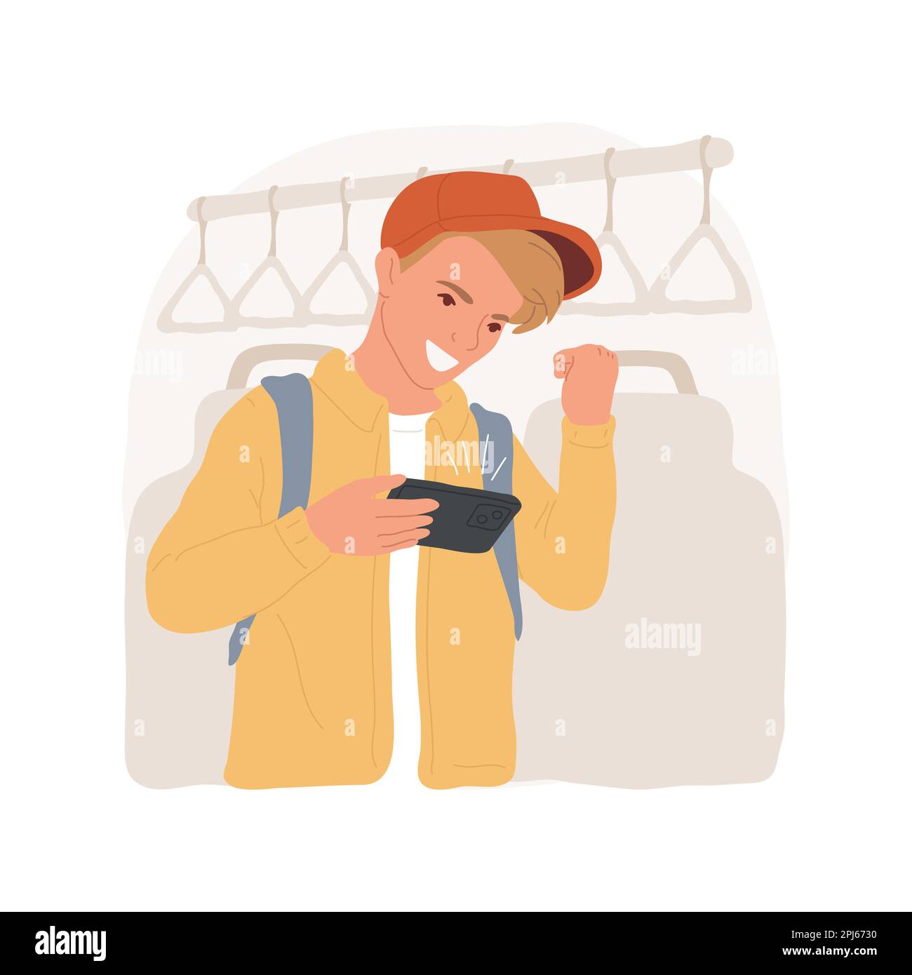 Gaming on public transport isolated cartoon vector illustration ...