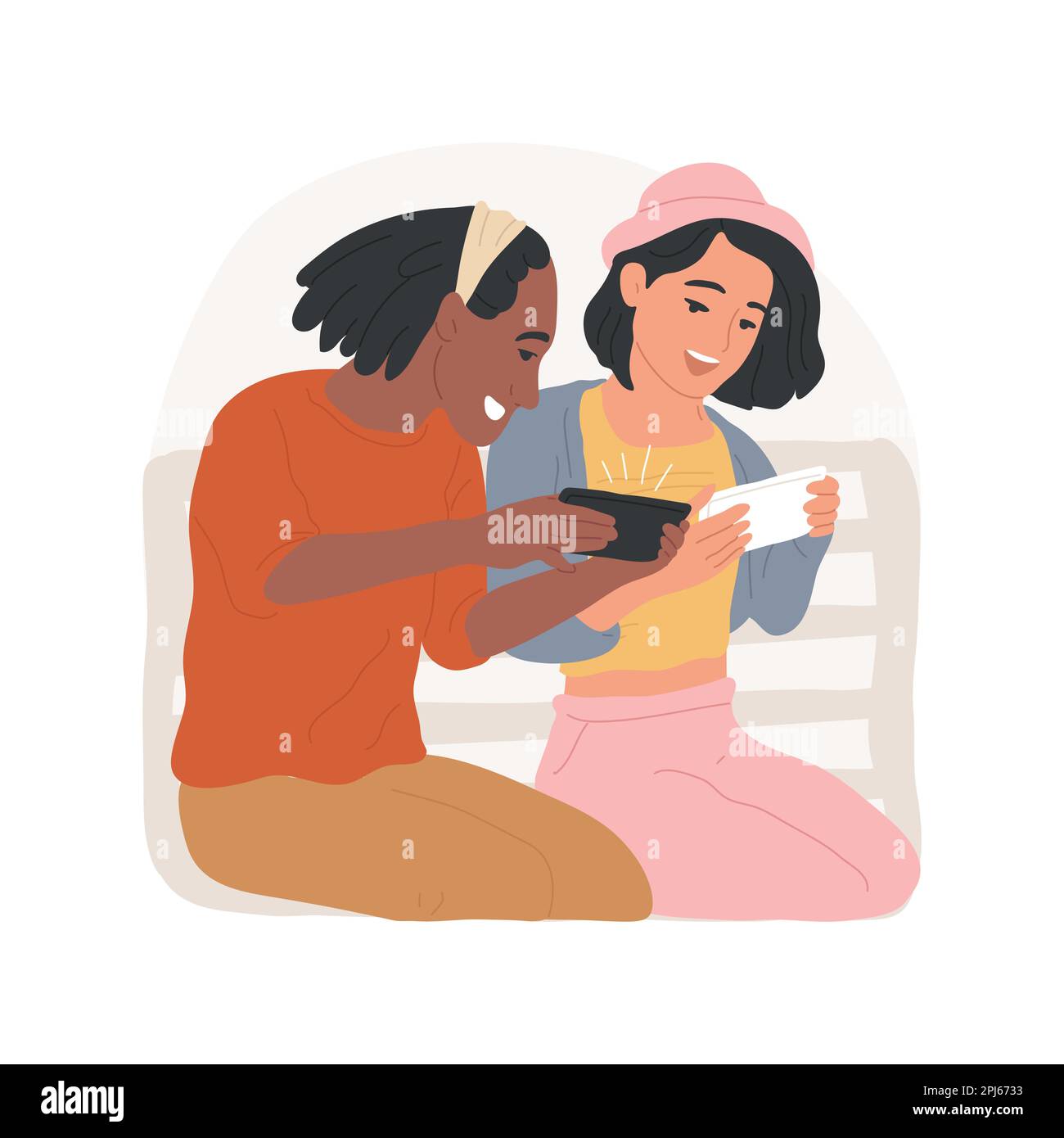 Time-wasting games isolated cartoon vector illustration. Funny couple ...