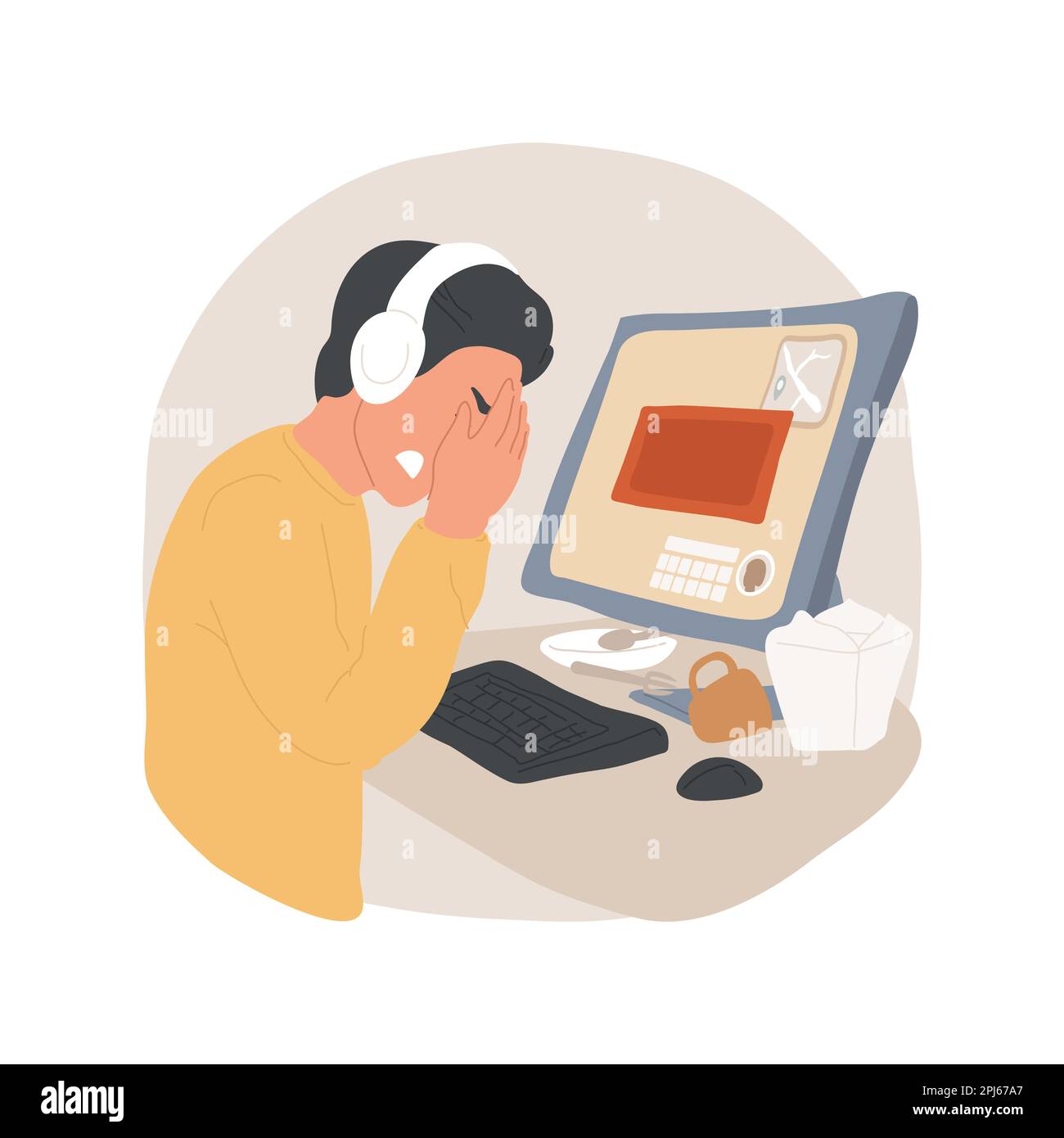 Lost in gaming isolated cartoon vector illustration. Teenage boy ...
