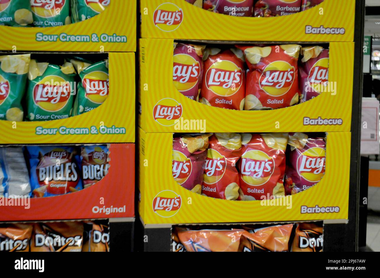 Copenhagen /Denmark/31 March 2023/Lays products on sale in grocery ...