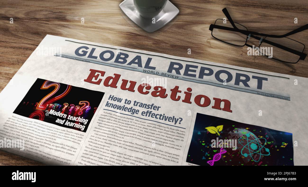 Education knowledge school teach and learn daily newspaper on table ...