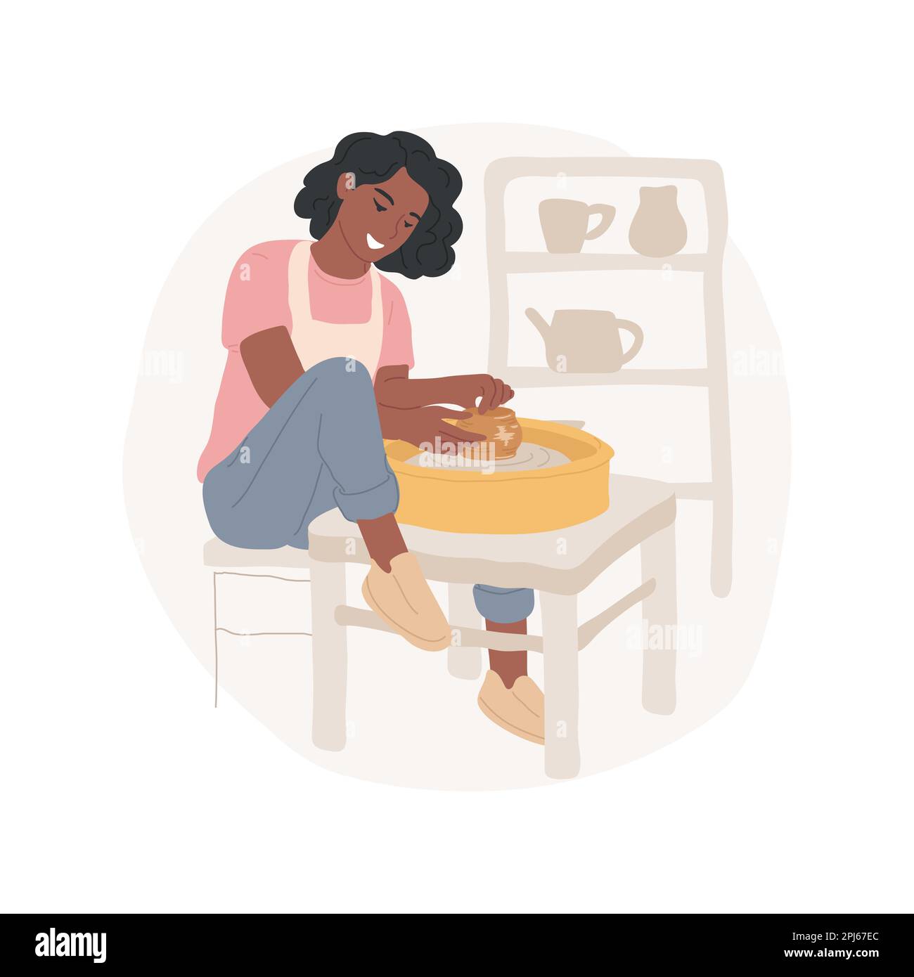 Pottery isolated cartoon vector illustration. Attractive teenage girl ...