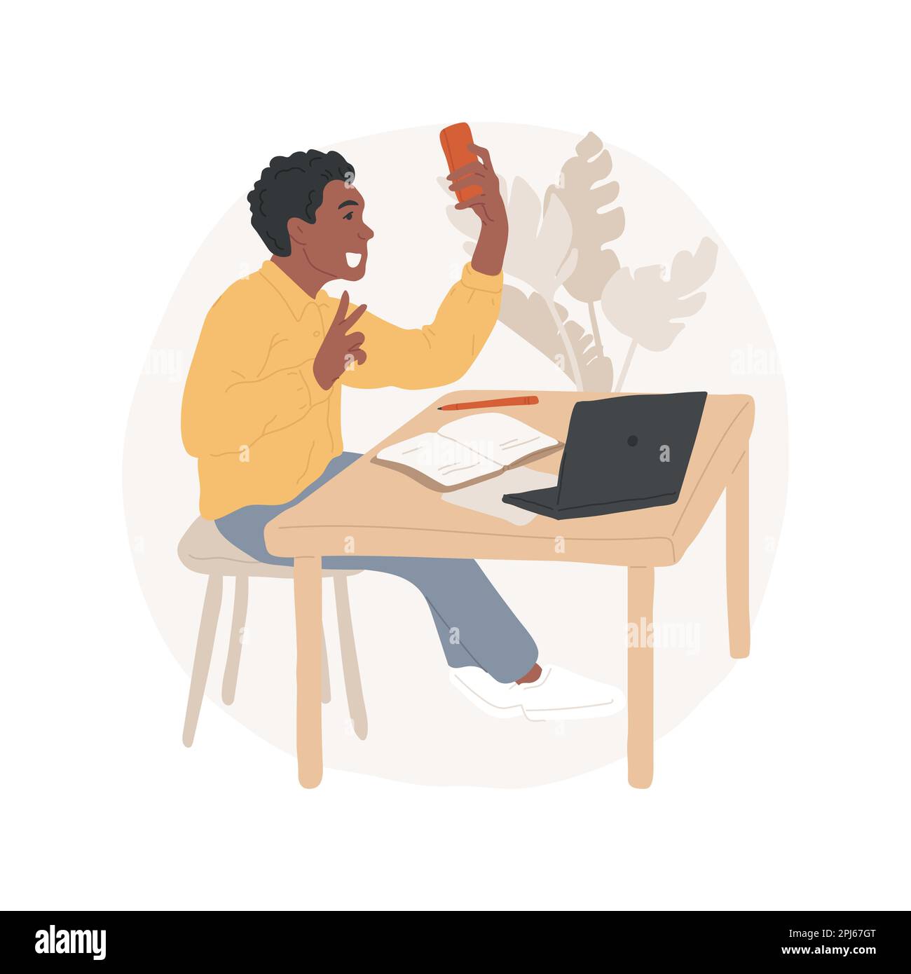 Distracted isolated cartoon vector illustration. Distracted teenage boy ...