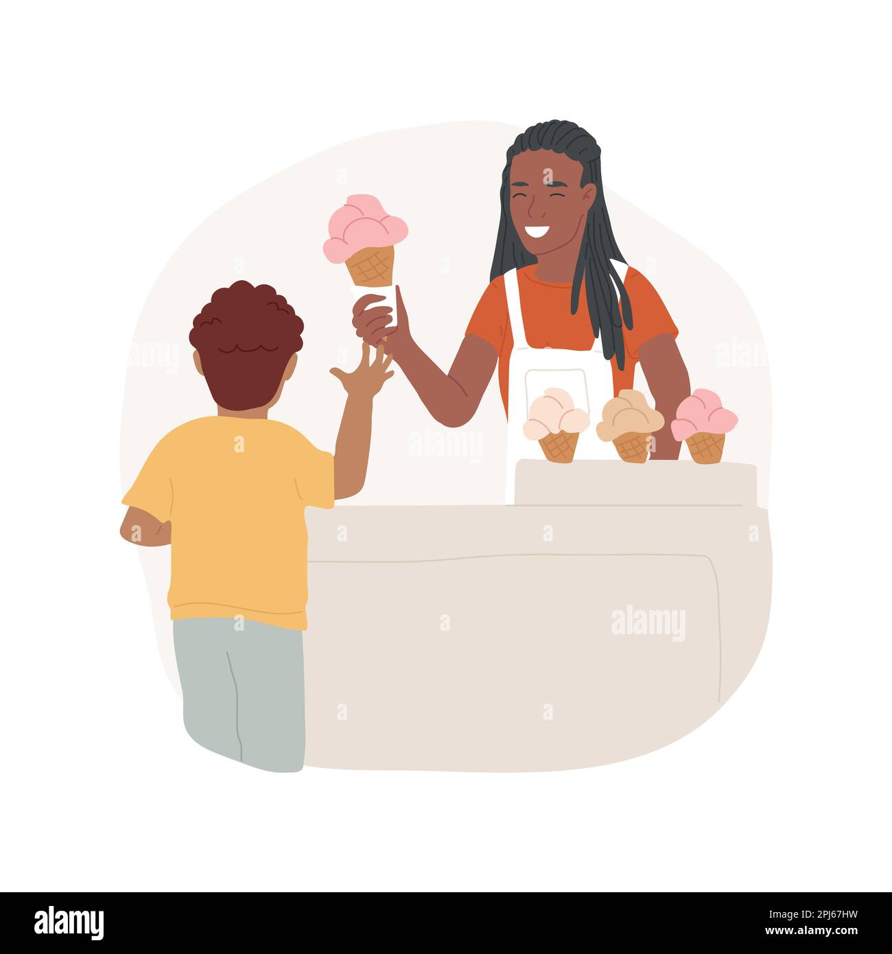 Working in a cafe isolated cartoon vector illustration. Young teen girl ... Working in a cafe isolated cartoon vector illustration. Young teen girl ...
