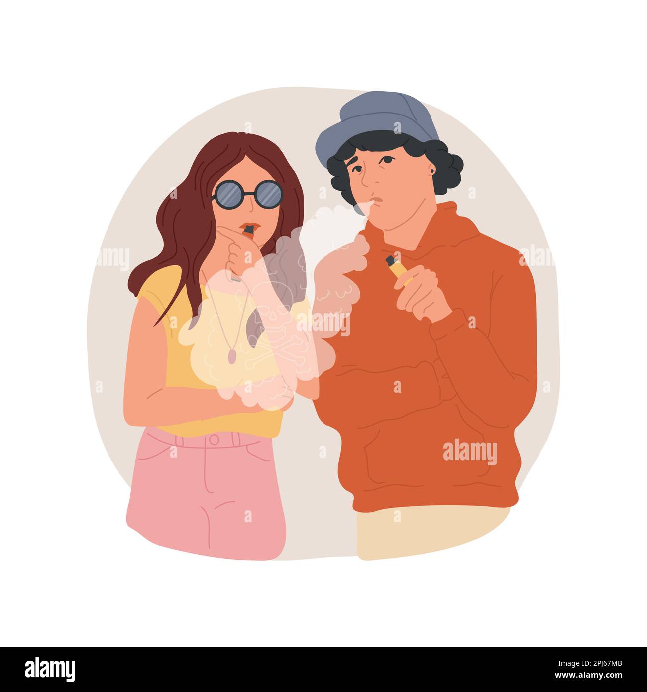 Vaping isolated cartoon vector illustration. Teenage girl in sunglasses ...