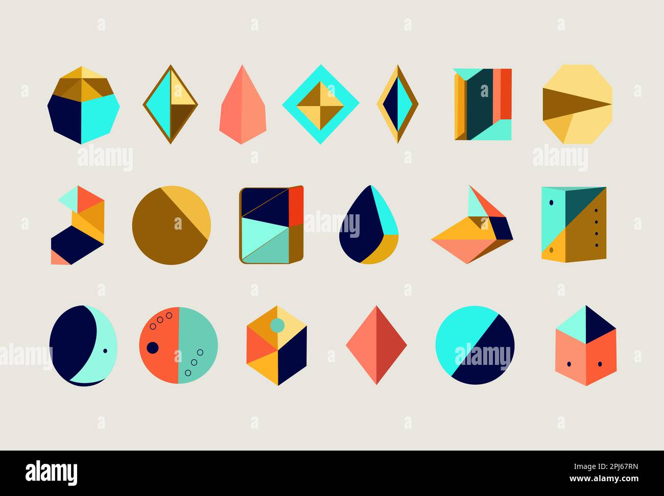 Bauhaus elements. Minimalist geometric brutal shapes.Colorful basic ...