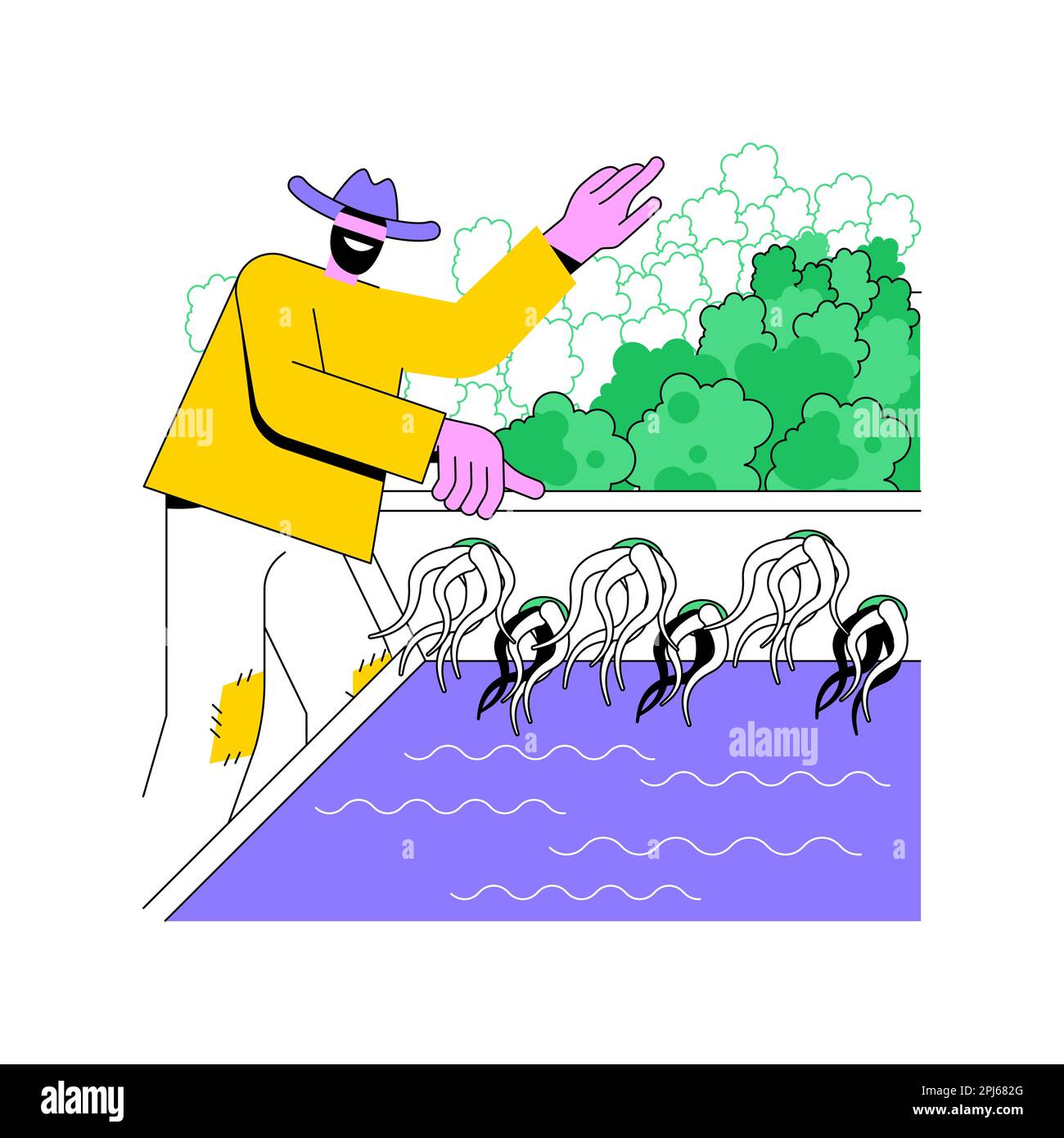 Hydroponic farm isolated cartoon vector illustrations. Farmer dealing ...