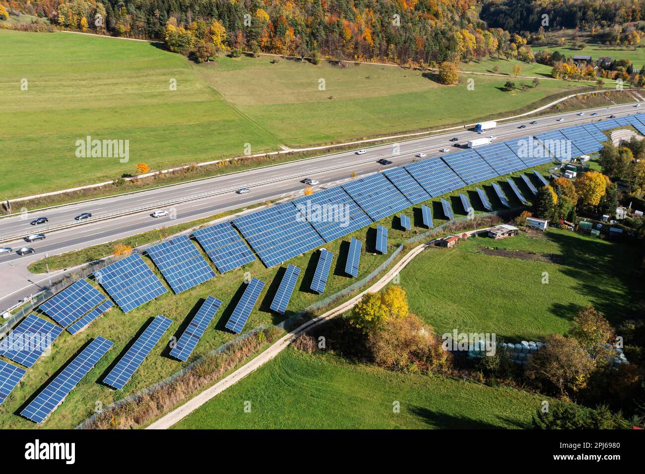 Solar PV system along the A8 motorway near Gruibingen, Baden ...