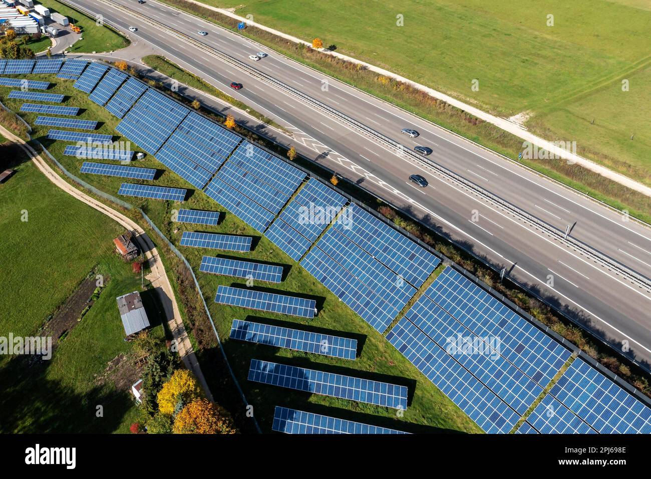 Solar PV system along the A8 motorway near Gruibingen, Baden ...