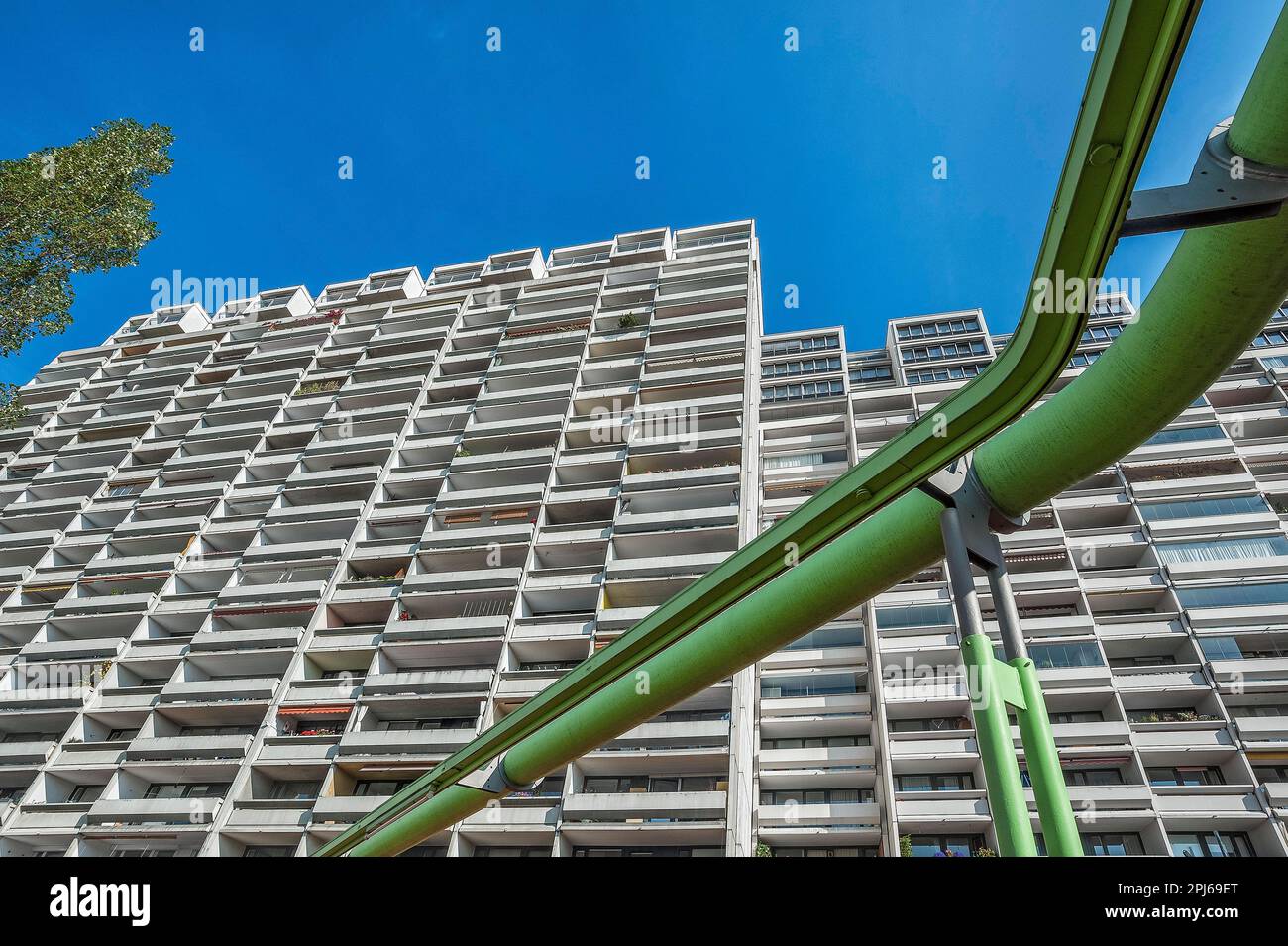 High-rise buildings with pipe system in the former Olympic Village ...