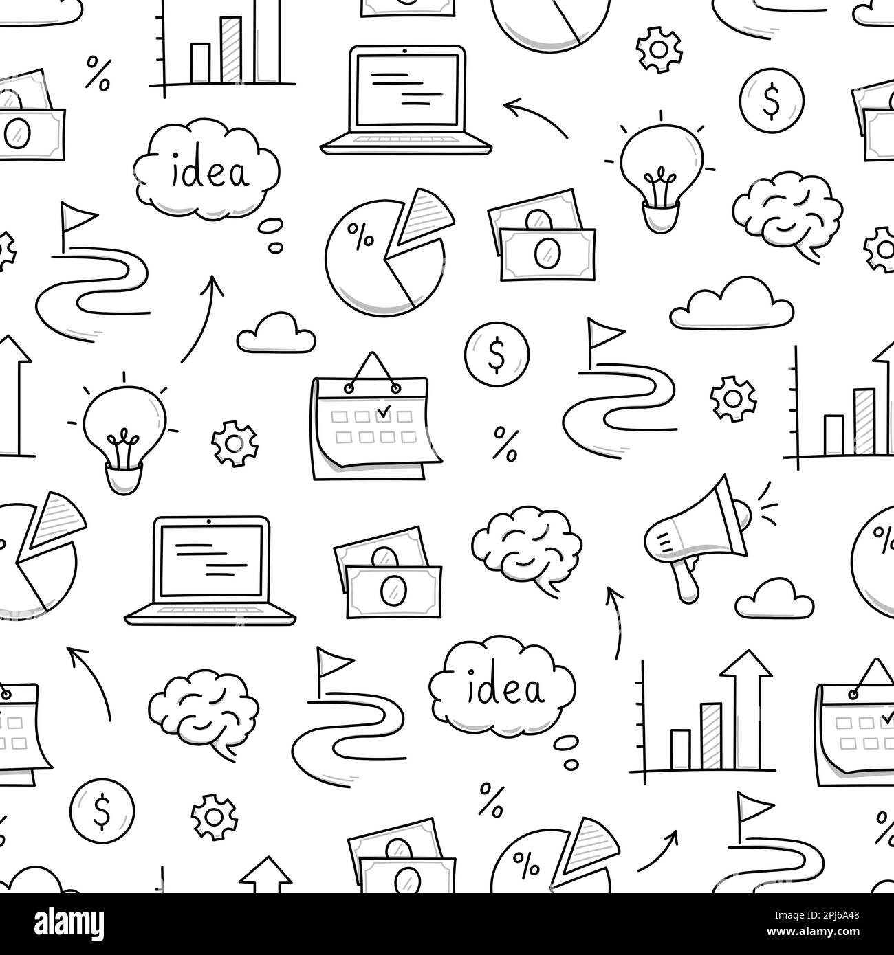 Business idea doodle seamless pattern background. Business success ...