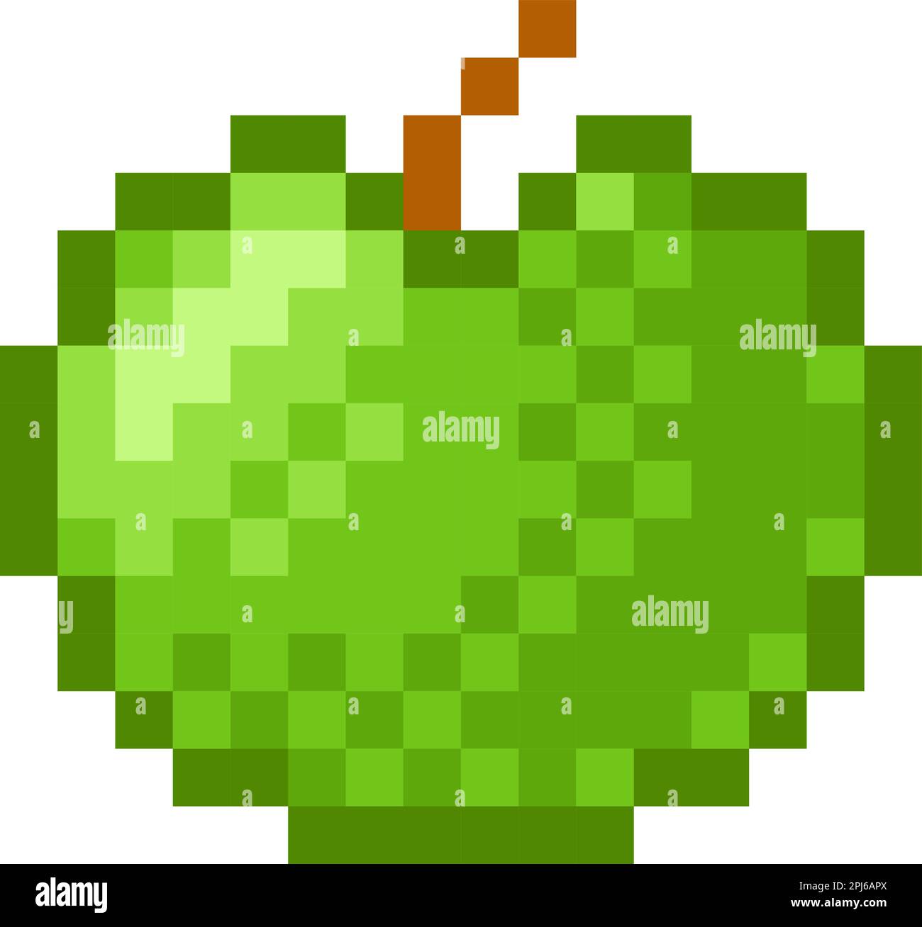 Green apple pixel art. Apple retro game style logo. Vector illustration ...