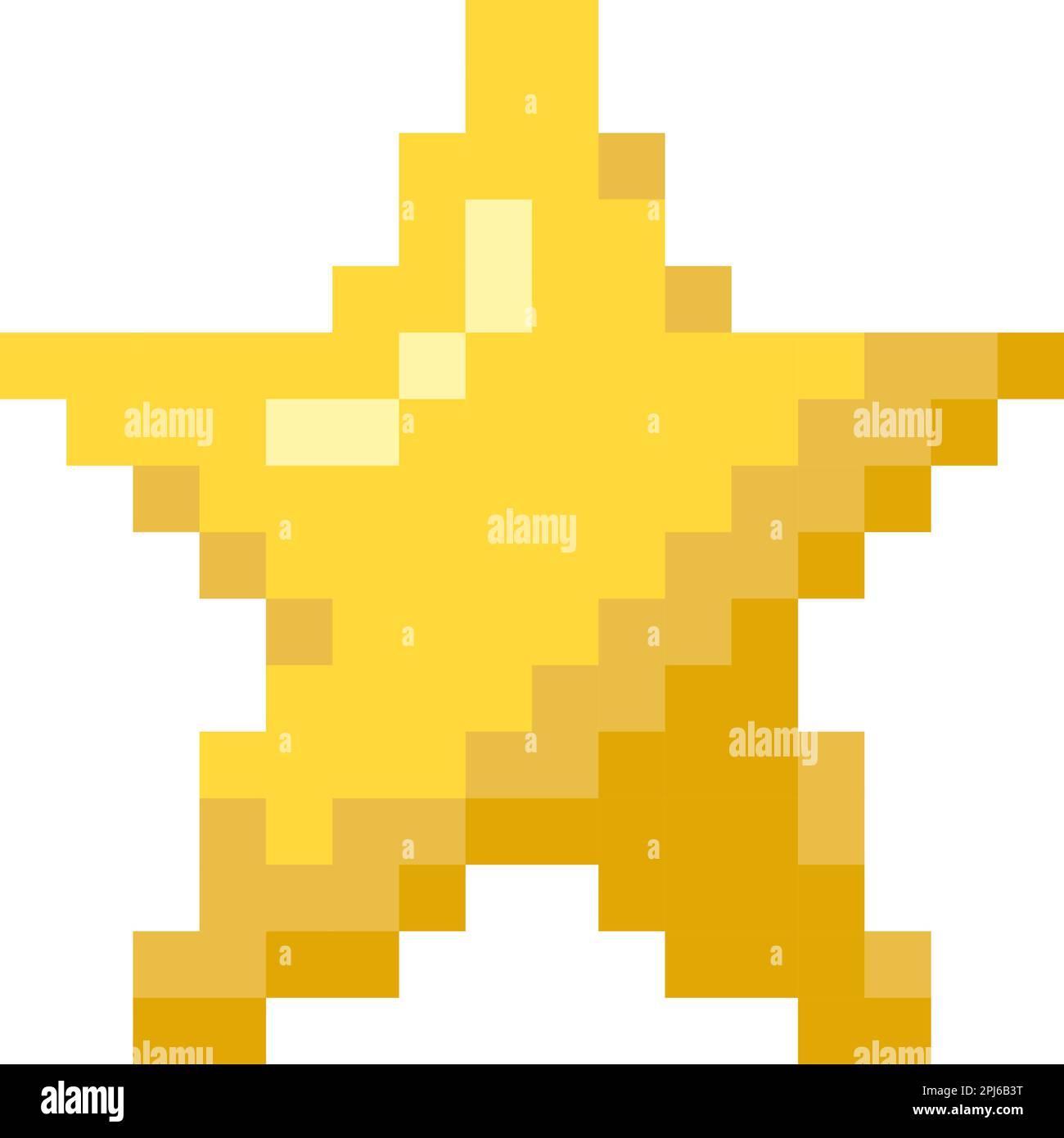 Bright yellow star pixel art, retro game style icon. Vector ...