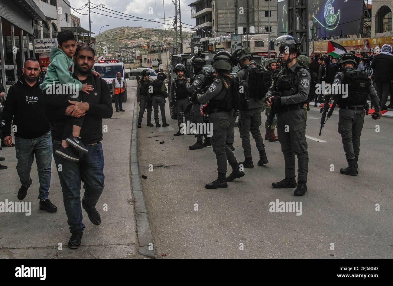 Nablus, Palestine. 31st Mar, 2023. Israeli forces are deployed in the ...