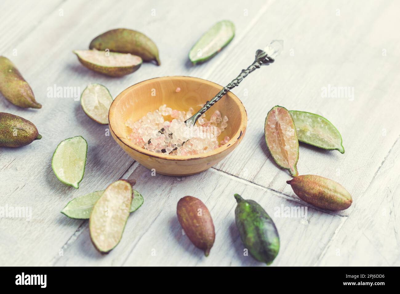 Australian finger lime or caviar lime, edible fruits used in gourmet ...