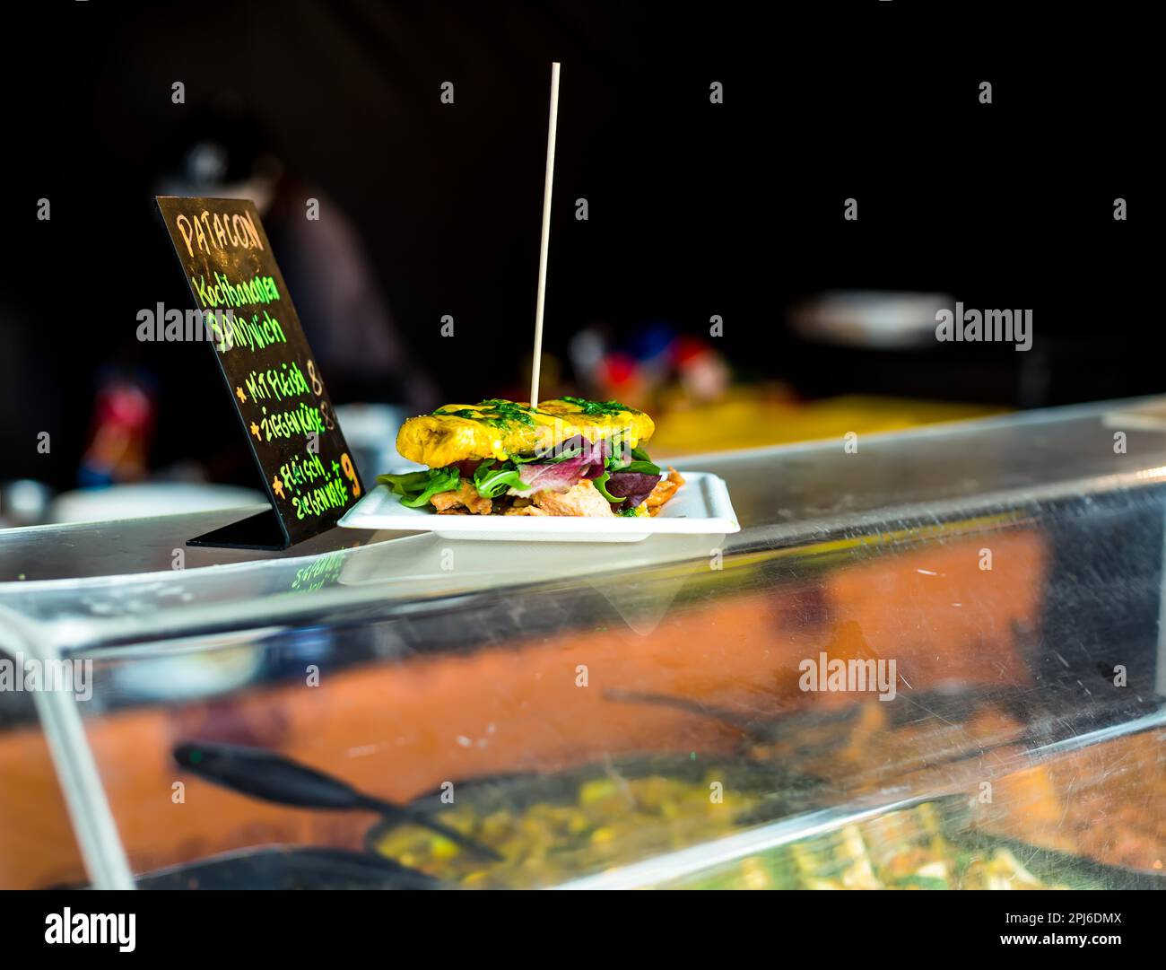 Patacon sandwich - traditional sandwich made from cooking bananas ...