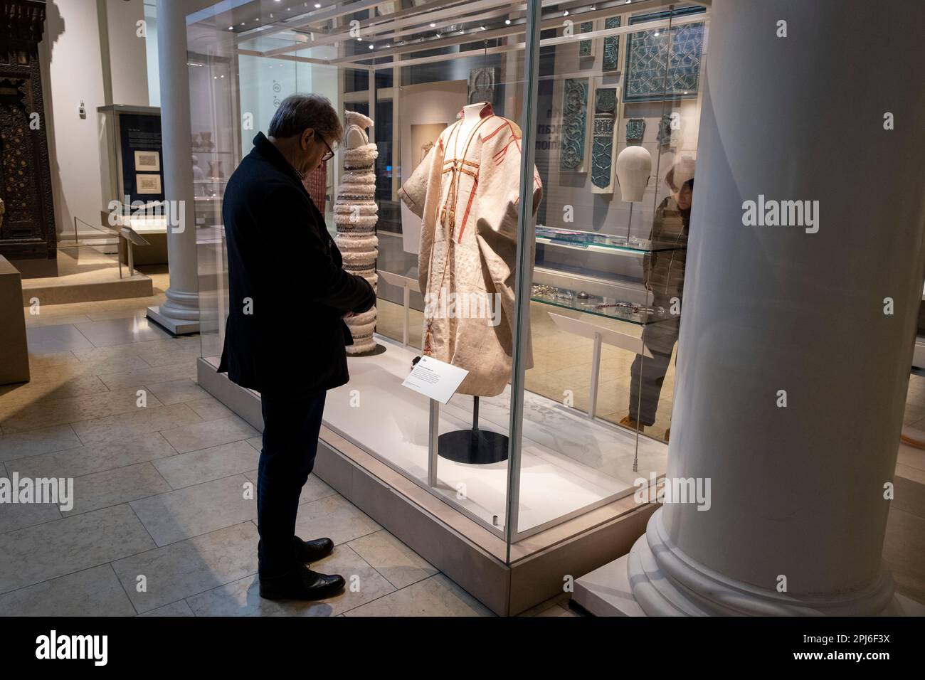 Visitors in the Islamic Middle East gallery at the V&A aka Victoria and ...