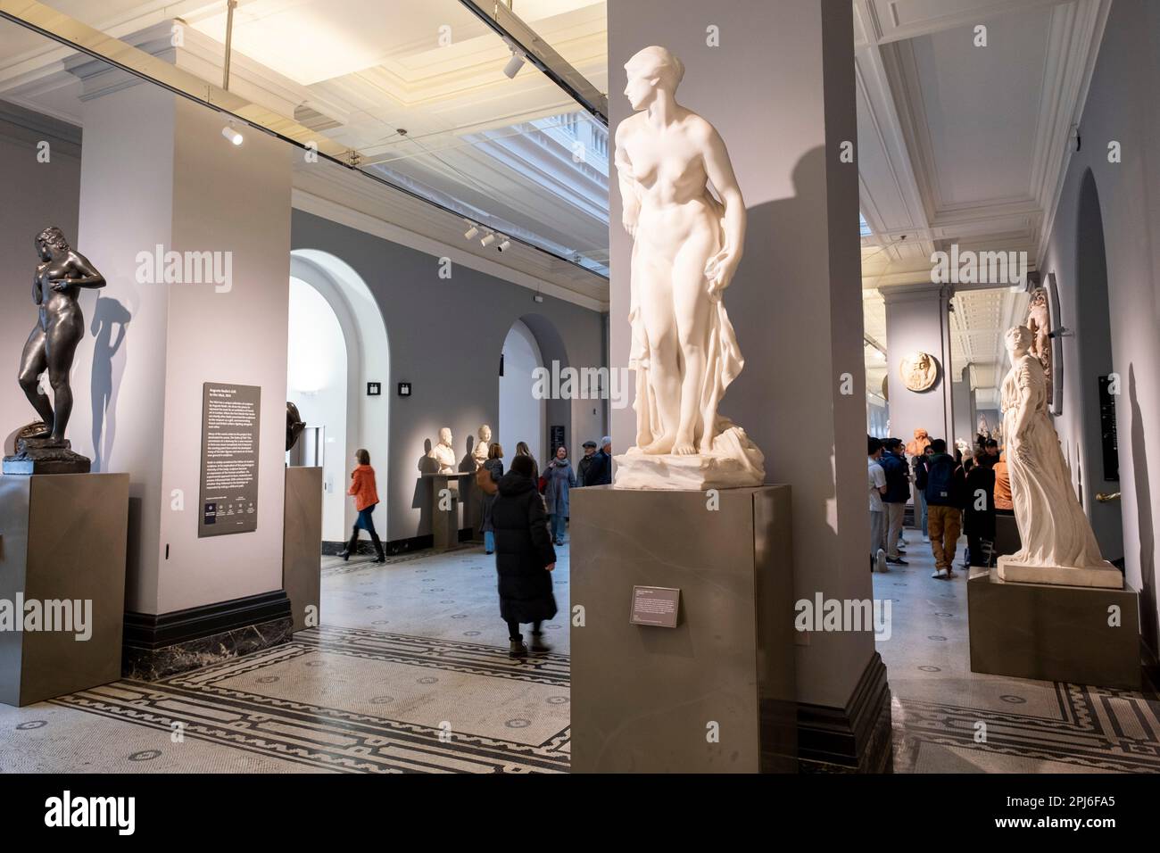 Visitors near to The Bather by Albert Toft in the sculpture galleries ...
