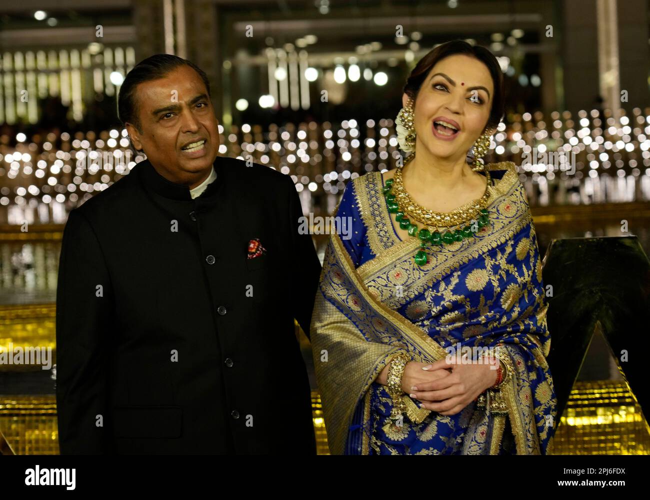 Chairman and Managing Director of Reliance Industries Ltd. Mukesh Ambani and his wife Nita ...