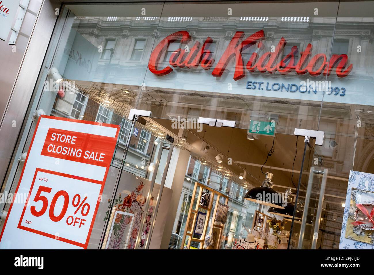 Store closing all stock reduced signs at the homeware retailer Cath ...