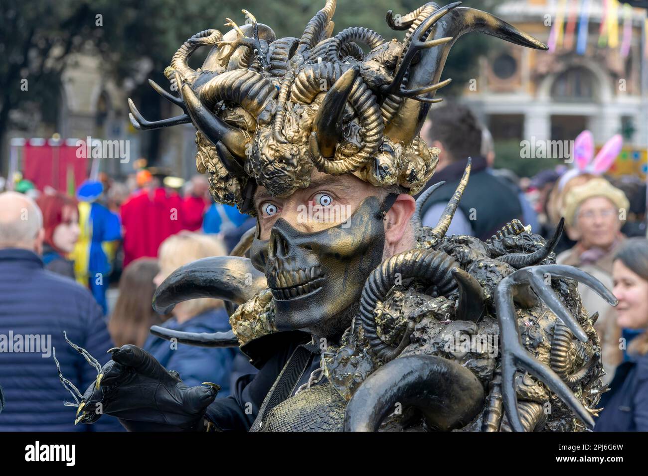 Horror mask at the carnival in the city of Rijeka, Croatia Stock Photo ...