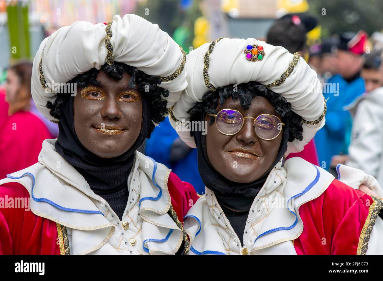 Two Moor masks at the carnival in the city of Rijeka, Croatia Stock ...