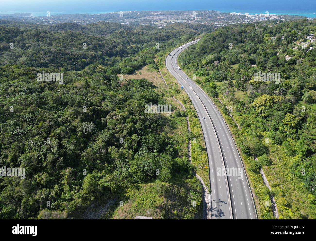 Caribbean Sea view from the North South High Way Kingston to Ocho Rios ...