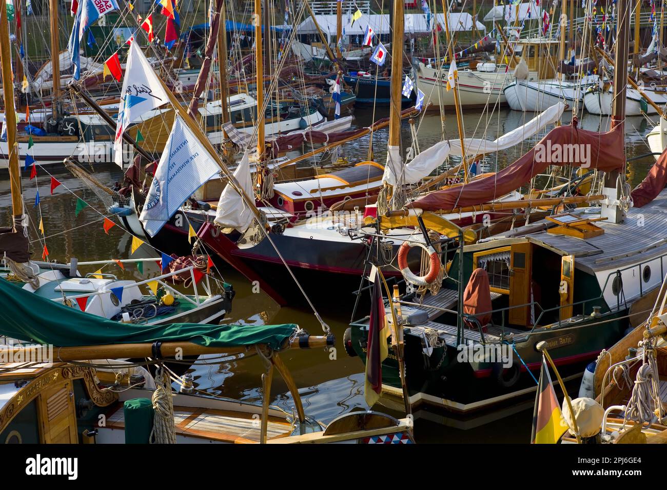 Flat-bottomed ships in the harbour of Carolinensiel, East Frisia ...