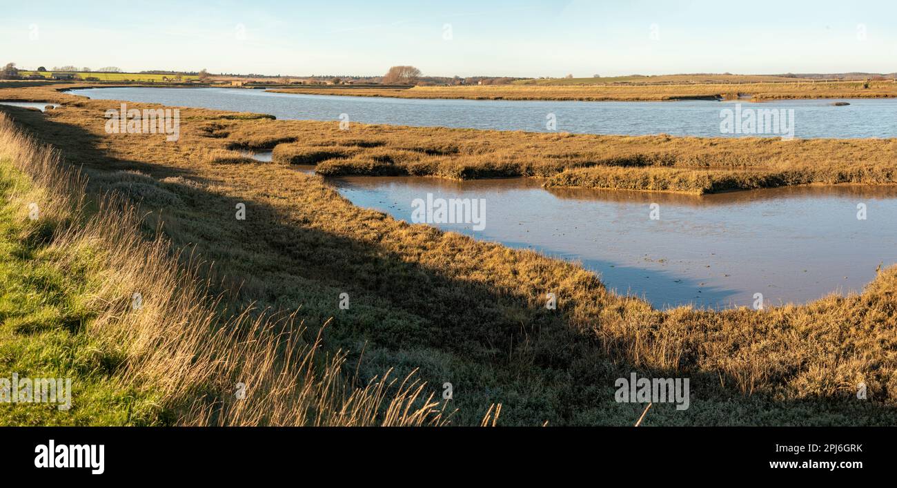 RSPB Boyton and Hollesley Marshes and the river Butley Suffolk England ...