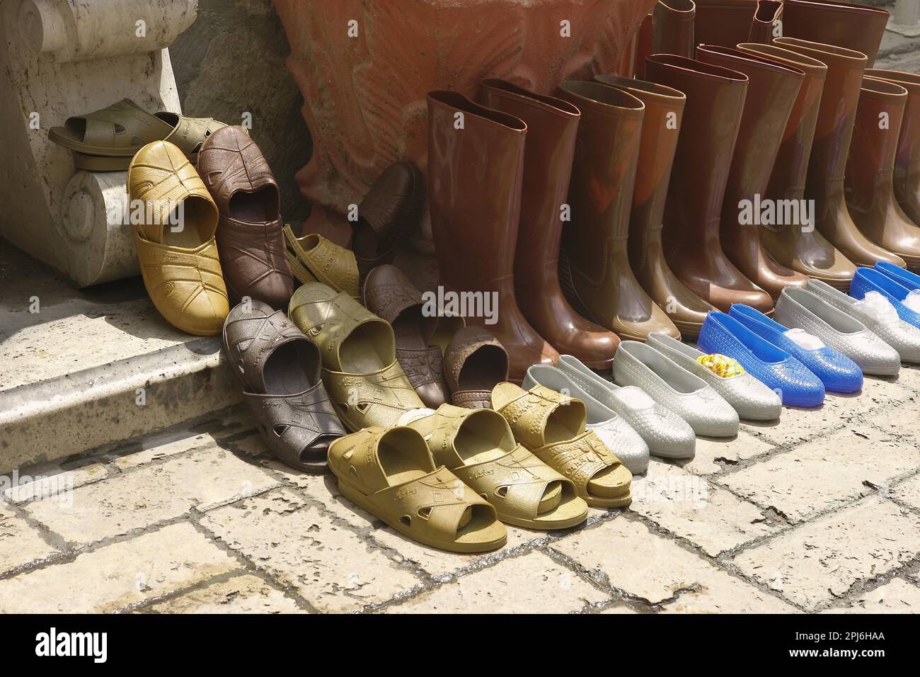 Rubber shoes at the market in Milas, Turkey Stock Photo - Alamy