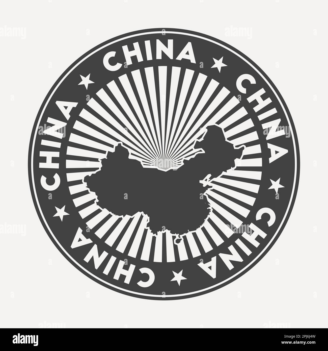 China round logo. Vintage travel badge with the circular name and map ...