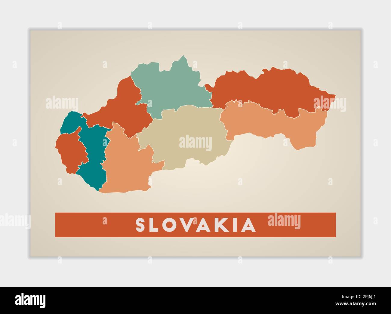 Slovakia poster. Map of the country with colorful regions. Shape of ...