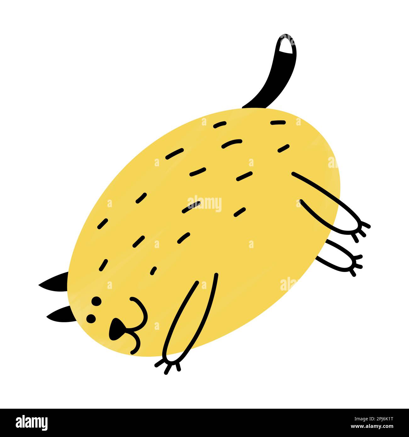 Cheerful fat yellow cat. Doodle illustration. Simple abstract cat ...