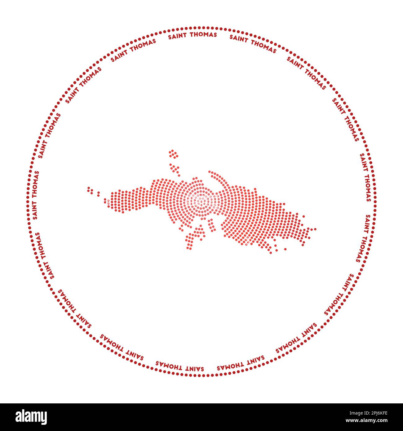 Saint Thomas round logo. Digital style shape of Saint Thomas in dotted ...