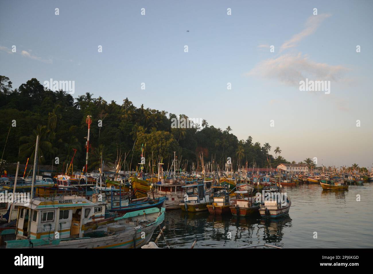 Mirissa beach harbour, port Stock Photo - Alamy
