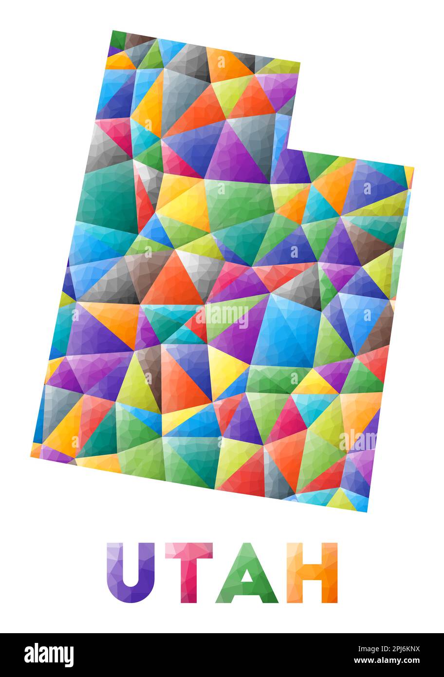 Utah - colorful low poly US state shape. Multicolor geometric triangles ...